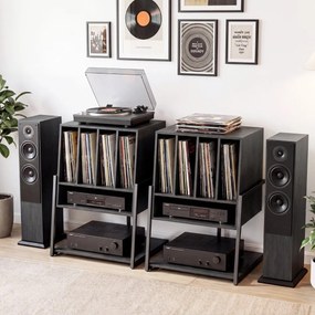 Costway Gramofonový stojan se širokou deskou a 4 přepážkami vinylový stůl
