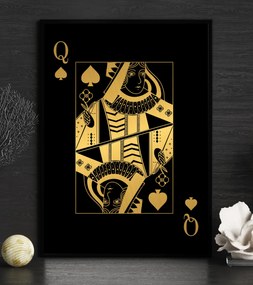 Pixada Queen of spades Gold - motivační obraz Velikost: B2 - 50x70 cm, Volba rámu: s černým rámem