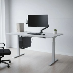 Výškově nastavitelný stůl OfficeTech A, 120 x 80 cm, šedá podnož, světle šedá