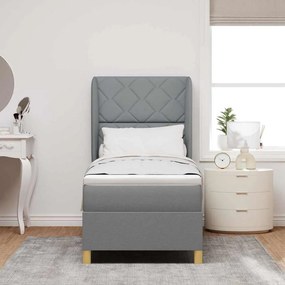 Postel s boxspringem s čelo Světle šedá 200 x 80 cm textil 3340781
