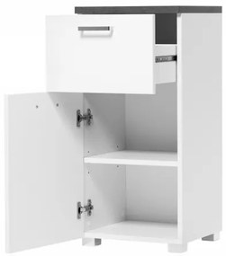 Skříňka do koupelny 1 dveře + 1 zásuvka PRAYA 70 bílá/beton FN2765