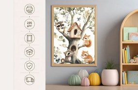 Lesní kamarádi - obraz - Zvířátka u domečku na stromě 74 - A4 – 210 × 297 mm - 159 Kč