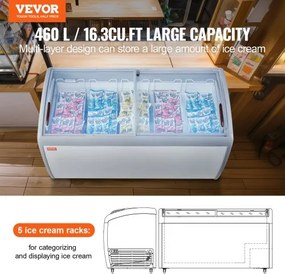 460 l komerční zmrzlinová vitrína Gelato Dipping mrazicí skříň