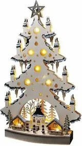 Solight 1V282 LED dřevěný vánoční stromek s dekoracemi / 23x LED / 2x