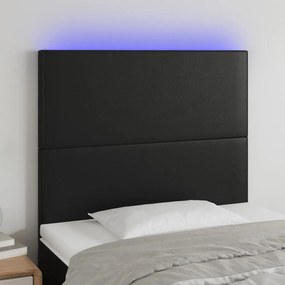 Čelo postele s LED černé 100x5x118/128 cm umělá kůže 3122228