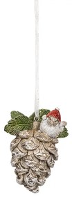 Vánoční závěsná ozdoba šiška s ptáčkem – 5x4x7 cm