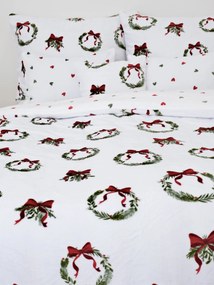 MK Lůžkoviny Vánoční mikroplyšové povlečení Exclusive – Jmelí v mašli 140 × 200 cm, 70 x 90 cm