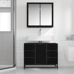 Sada koupelnového nábytku 2 ks Černý dub 80 x 33 x 60 cm 3402431