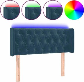 Čelo postele s LED tmavě modré 103 x 16 x 78/88 cm samet 3123618