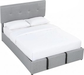 HOMCOM čalouněná postel s úložným prostorem, 140 × 190 cm, tmavě šedá