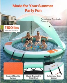Nafukovací plovoucí dok VEVOR, 3,05 × 3,05 × 0,15 m