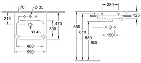 Villeroy & Boch ARCHITECTURA - Umyvadlo, 550x470x180 mm, s přepadem, bílá alpin CeramicPlus 41885GR1