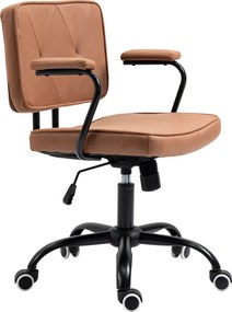 Vinsetto kancelářská židle s kolečky, otáčecí pracovní židle, výškově nastavitelná, s funkcí houpání, rotace o 360 stupňů, sklopná, pěnová hnědá, 61 x