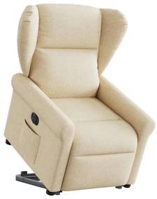 Elektrické zvedací polohovací křeslo krémové textil 3303402