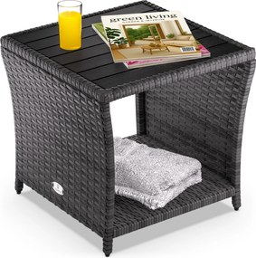 Casaria Polyratanový Odkládací stolek Vedis šedý 45 × 45 × 40 cm