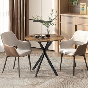 HOMCOM kulatý jídelní stůl (Ø 80 cm) — industriální styl, ocelové nohy, rustikální hnědá