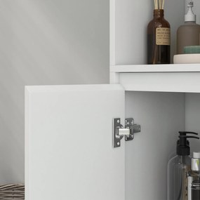Koupelnová skříň HOMCOM, úložný nábytek se 3 otevřenými přihrádkami a 1 skříňkou s nastavitelnou policí, 53 x 30 x 80 cm, bílá