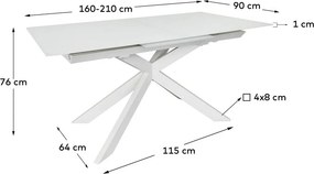 Rozkládací jídelní stůl s přídavnou deskou se skleněnou deskou 90x160 cm Atminda – Kave Home