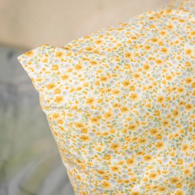 IB LAURSEN Povlak na polštář Yellow/Blue Flowers 60 x 60 cm, žlutá barva, textil