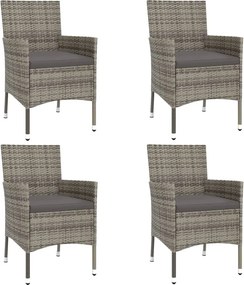 5dílný zahradní bistro set s poduškami šedý polyratan 3187419