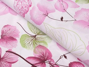 Biante Bavlněný povlak na polštář Sandra SA-366 Růžovo-zelené květy na bílém 50 x 70 cm
