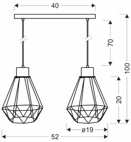 Černo-zlatý závěsný lustr Primo pro žárovku 2x E27  - Candellux