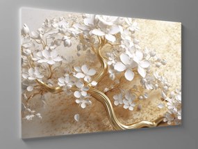 Liox Obraz zlatý kmen s květinami Rozměr: 100 x 65 cm