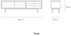 Šedý TV stolek v dekoru dubu 180x52 cm Sierra - Teulat