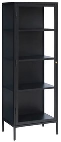 Černá kovová vitrína Unique Furniture Carmel 160 x 58 cm