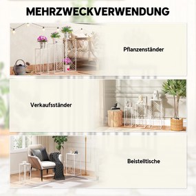 sada 3 stojanů na rostliny, výška 50/60/70 cm Stojan na květiny, stohovatelný Kovový regál na rostliny Bílý