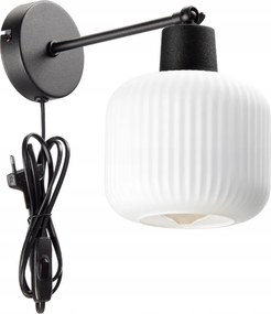 Nástěnná Lampa Skleněná Lampa Stínidlo Sud Skleněná Pruhy Mléčná Zástrčka