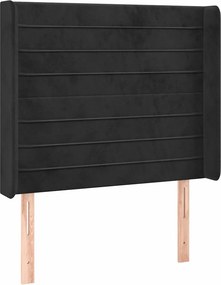 Čelo postele s LED černé 83 x 16 x 118/128 cm samet 3124220