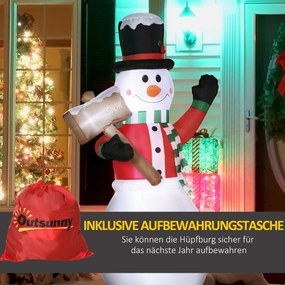 Outsunny Nafukovací sněhulák, venkovní vánoční dekorace, 1,80 m, Santa Claus, včetně ventilátoru, vícebarevný