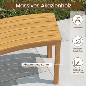 Costway Sada 4 dřevěných zahradních laviček bez opěradla, lavička, zakřivená
