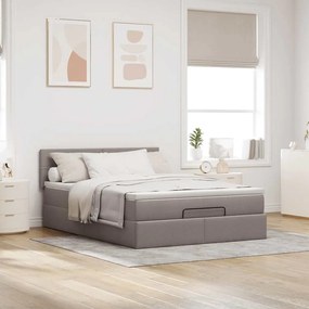 Osmanská postel s matrací &amp; LED Taupe 140x200 cm Látka 3312316