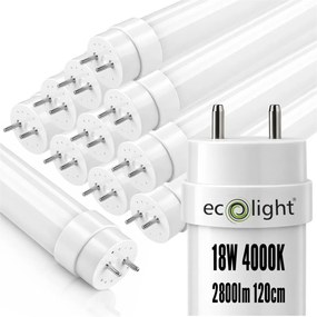 ECOLIGHT SADA 10x LED trubice 120cm 18W 2880lm 4000K