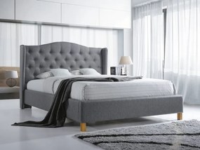 Šedá čalouněná postel ASPEN 140 x 200 cm