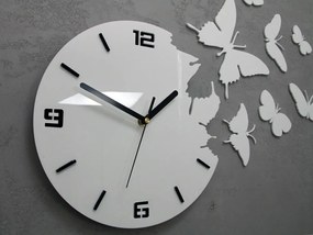 3D nalepovací hodiny Butterfly bílé