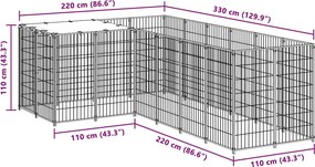 Psí kotec černý 4,84 m² ocel 3082211