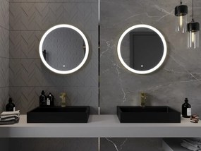 Mexen Esso, kulaté LED podsvícené koupelnové zrcadlo 60 cm, 6000K, topná podložka proti zamlžování, zlatý rám, 9825-060-060-611-50