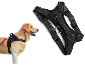 Černý postroj pro psa s rukojetí ANGLY XL