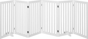 Costway Zábrana pro psy 89 cm vysoká 4 Ochranné dřevěné panely skládací bílá (6