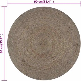 Ručně vyrobený koberec z juty kulatý 90 cm šedý 133662