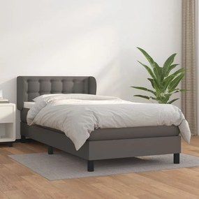Box spring postel s matrací šedá 90x190 cm umělá kůže 3127287