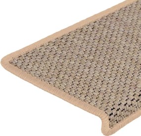 Samolepicí nášlapy na schody sisal 15ks 65x21x4cm světle béžové 326892