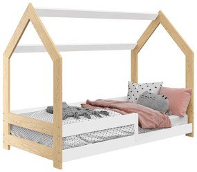 ImportWorld Dětská postel Domek 80x160 cm D5 + rošt a matrace ZDARMA - dub sonoma / bílá