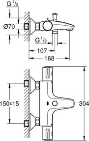 Grohe Grohtherm 800 - Termostatická vanová baterie chrom