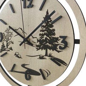 Dřevěné nástěnné hodiny s motivem lesa - moderní design | SENTOP HDF0607-čiene-ruky