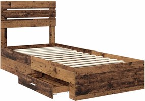 Rám postele s čelo Staré dřevo 90 x 190 cm Kompozitní dřevo 3411697