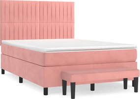Box spring postel s matrací růžová 140x200 cm samet 3137970